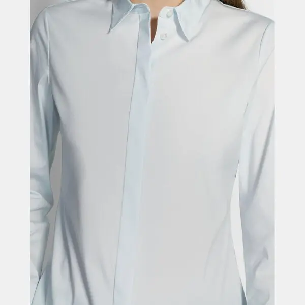 Theory Fitted Shirt In Good Cotton - Light Blue | Editorialist