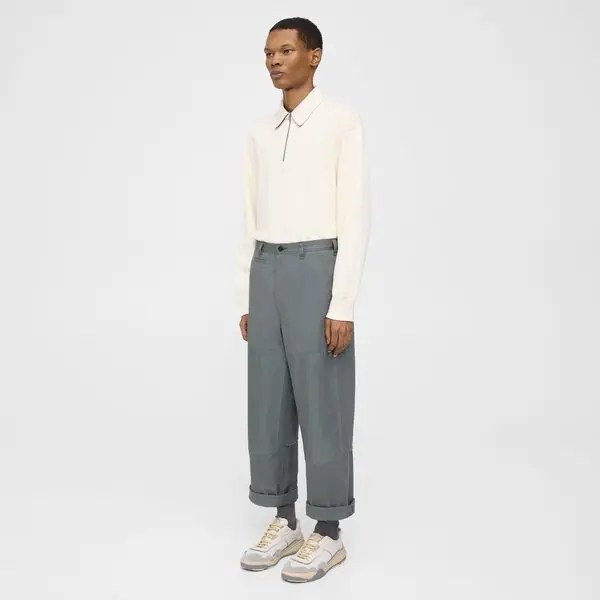 Theory Wide-leg Cotton Twill Pants - Light Spruce