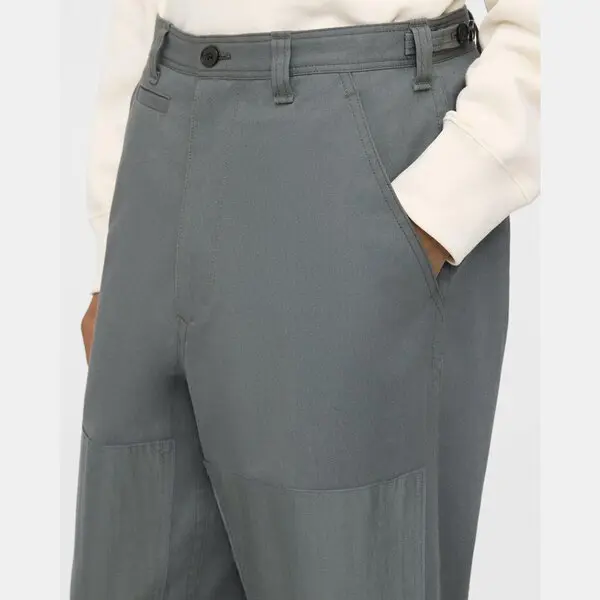 Theory Wide-leg Cotton Twill Pants - Light Spruce
