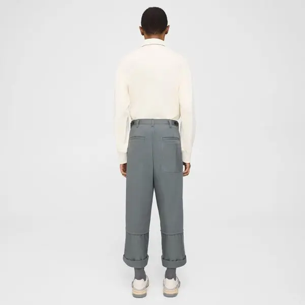 Theory Wide-leg Cotton Twill Pants - Light Spruce