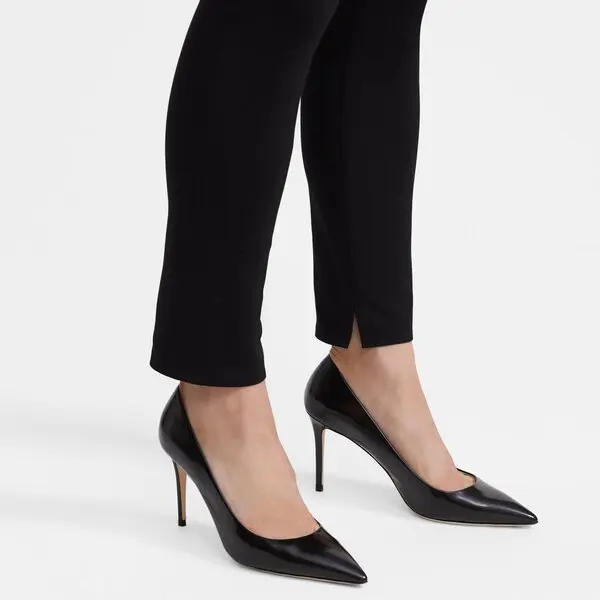 Theory City Pump In Brushed Leather - Black