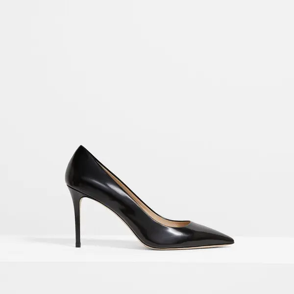 Theory City Pump In Brushed Leather - Black
