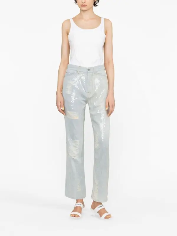 Palm Angels Sequinned Straight-leg Jeans