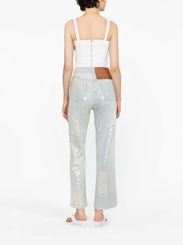 Palm Angels Sequinned Straight-leg Jeans