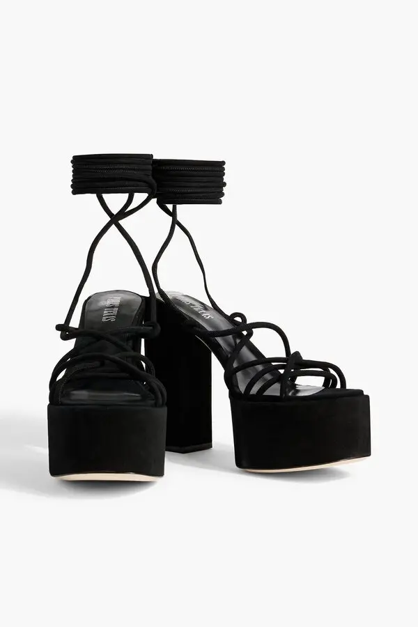 Paris Texas Malena 130 Suede Platform Sandals - Black