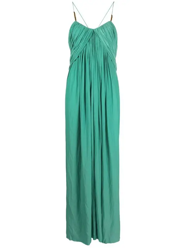 Lanvin Embellished Pleated Maxi Dress In Green - 61% Off | Editorialist