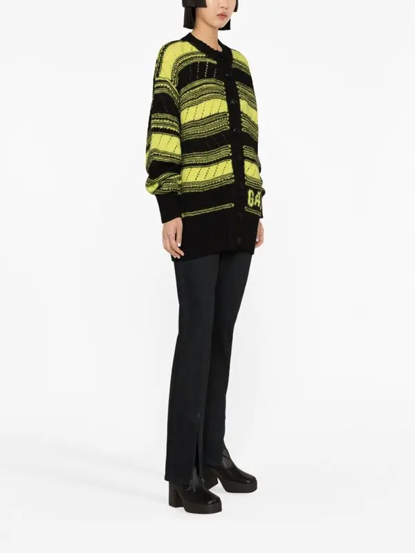 GANNI Stripe-pattern Knitted Cardigan