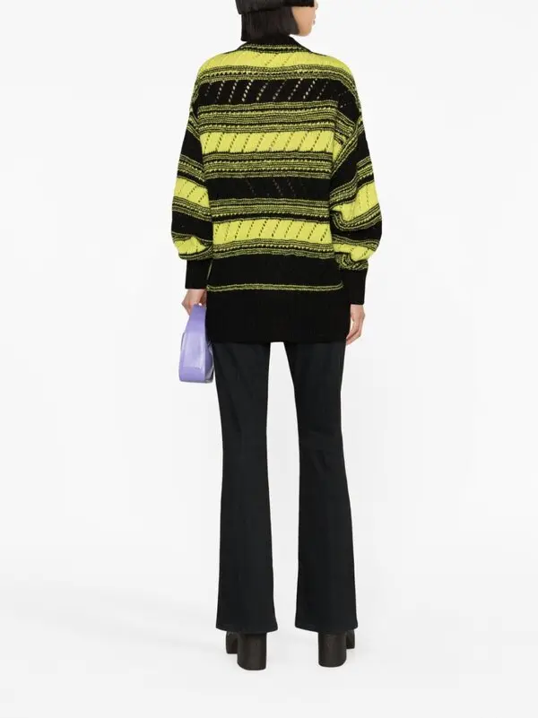 GANNI Stripe-pattern Knitted Cardigan