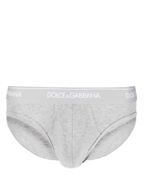 Dolce & Gabbana Logo-waistband Cotton-blend Brief - Grey