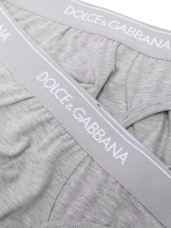 Dolce & Gabbana Logo-waistband Cotton-blend Brief - Grey