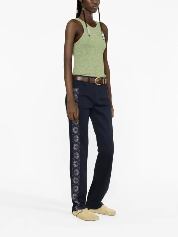 Etro Floral-stripes Straight-leg Jeans