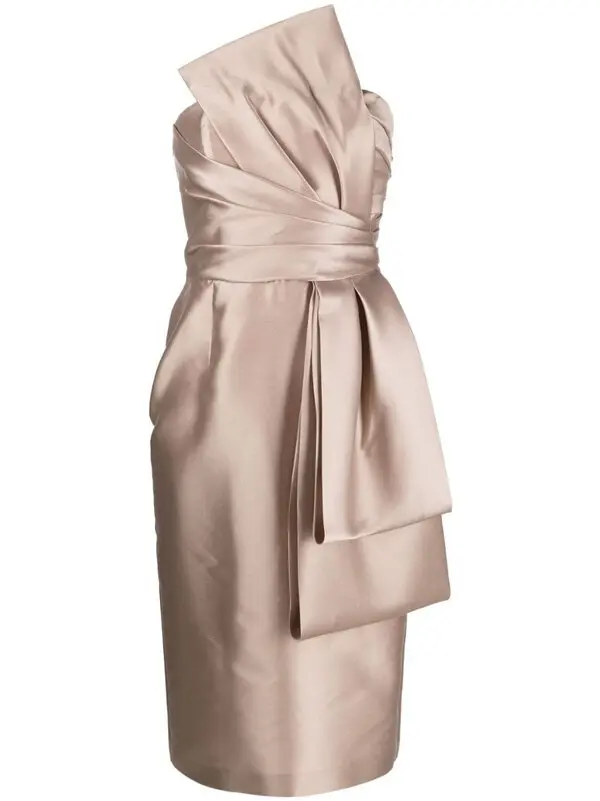 Alberta Ferretti Strapless Draped Midi Dress