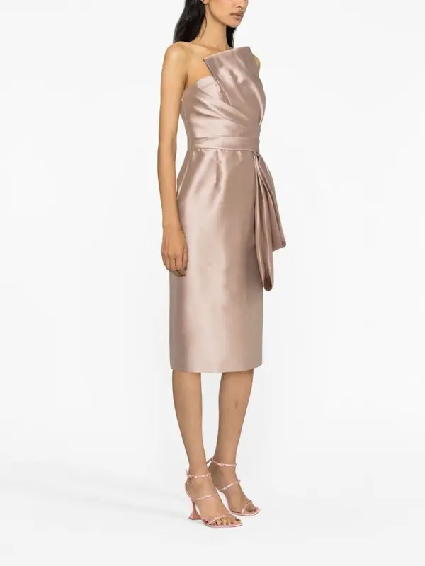 Alberta Ferretti Strapless Draped Midi Dress