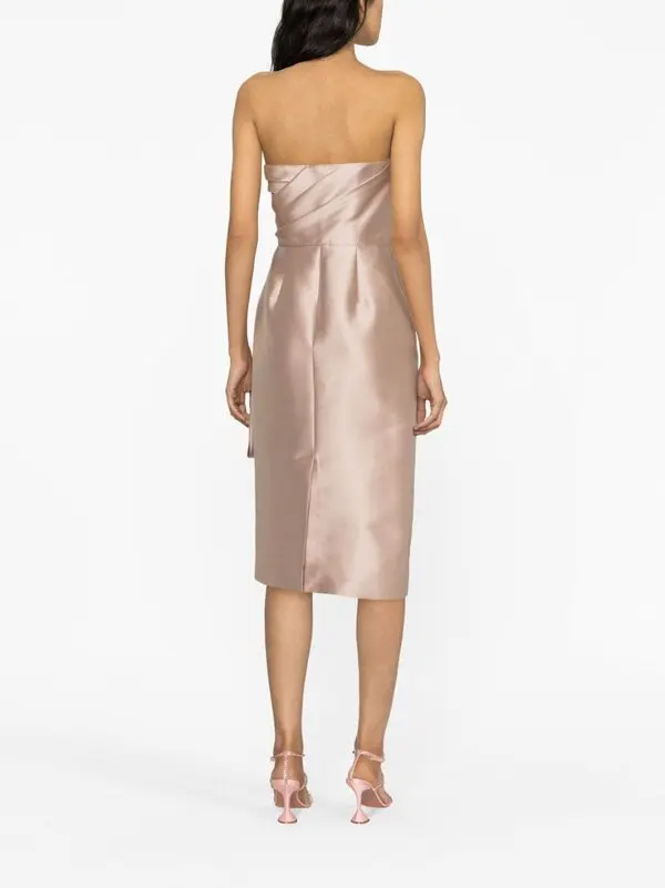Alberta Ferretti Strapless Draped Midi Dress