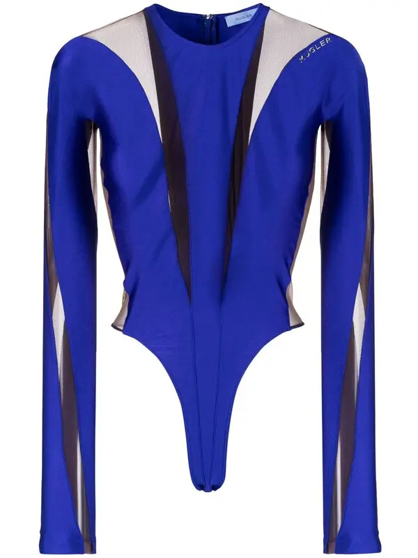 MUGLER Illusion Panelled Bodysuit - Purple