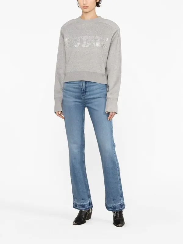 ROTATE BY BIRGER CHRISTENSEN Embellished Organic Cotton Sweatshirt - Grey