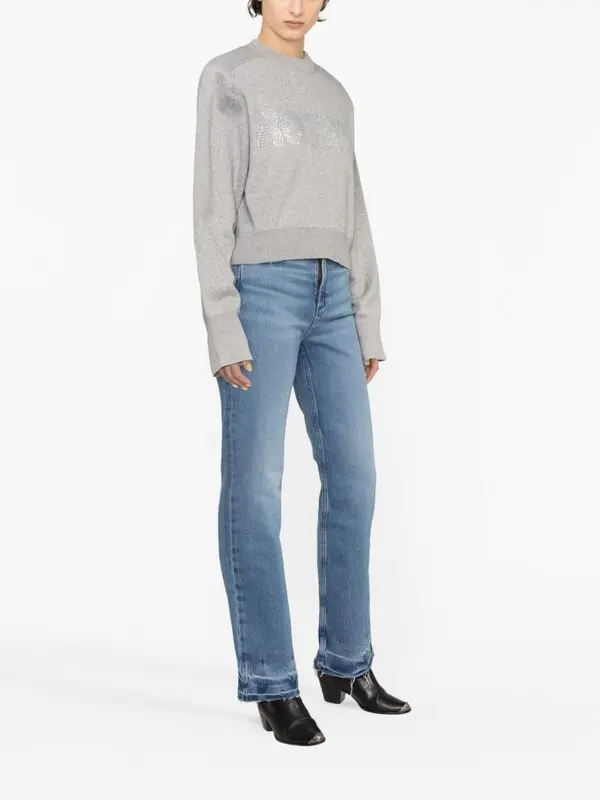 ROTATE BY BIRGER CHRISTENSEN Embellished Organic Cotton Sweatshirt - Grey