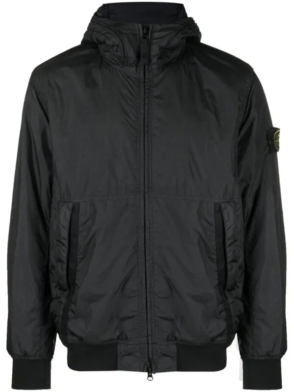 Stone Island Compass Patch Hooded Jacket - Black