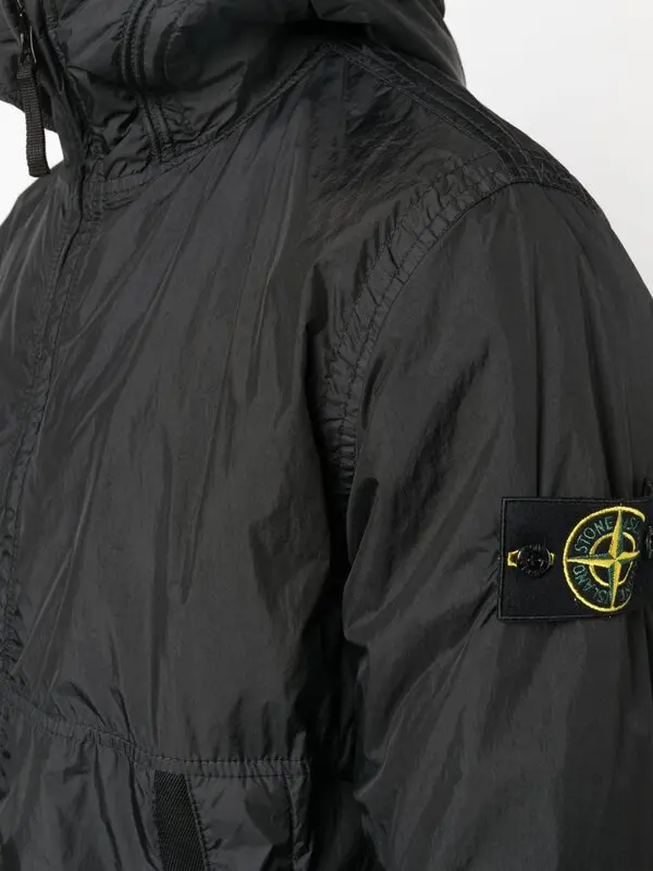 Stone Island Compass Patch Hooded Jacket - Black
