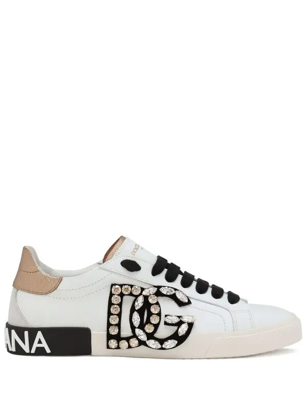 Dolce & Gabbana Portofino Rhinestone-embellished Sneakers - White
