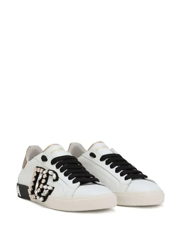 Dolce & Gabbana Portofino Rhinestone-embellished Sneakers - White