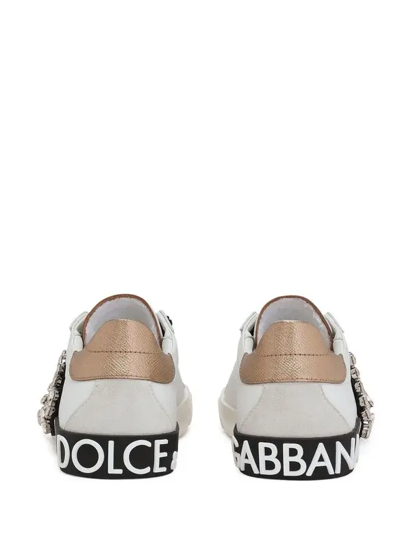 Dolce & Gabbana Portofino Rhinestone-embellished Sneakers - White