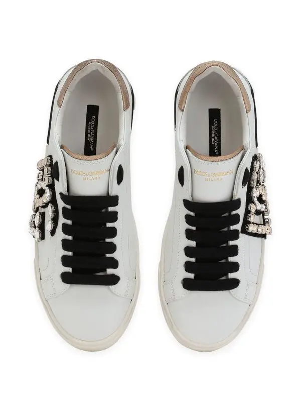 Dolce & Gabbana Portofino Rhinestone-embellished Sneakers - White