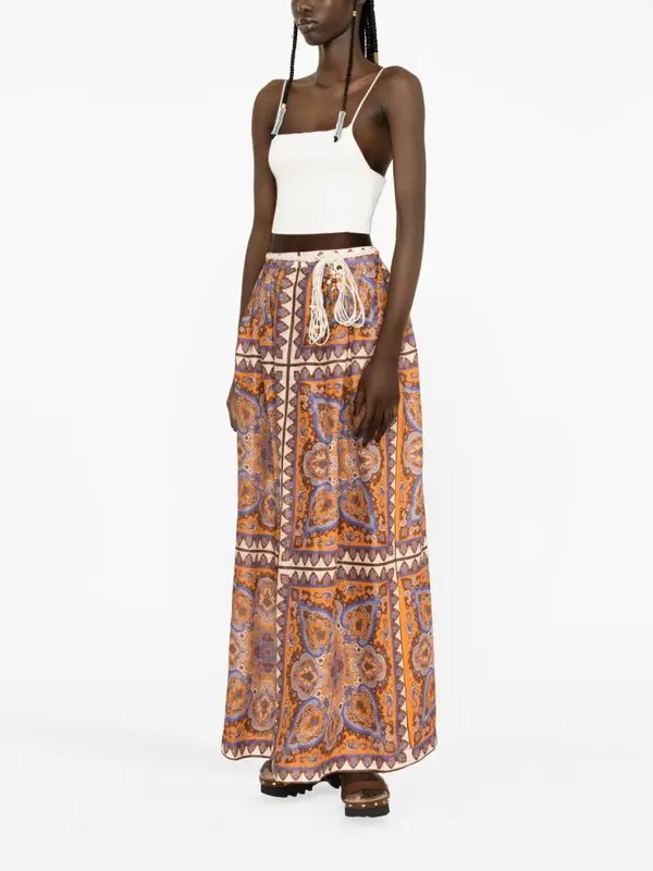 Zimmermann Halcyon Paisley-print Linen Maxi Skirt