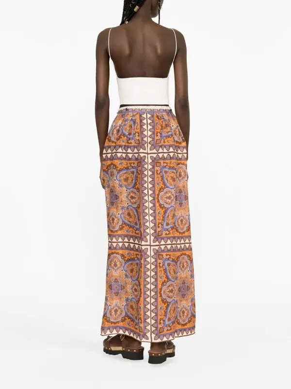 Zimmermann Halcyon Paisley-print Linen Maxi Skirt