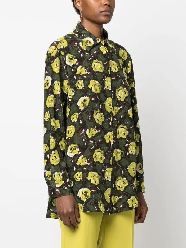 P.a.r.o.s.h Floral Print Silk Shirt