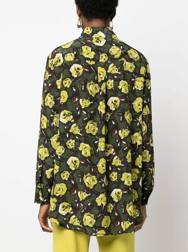 P.a.r.o.s.h Floral Print Silk Shirt