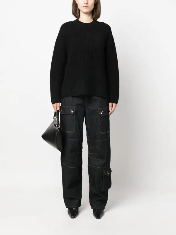 P.a.r.o.s.h Ribbed-knit Cashmere Sweatshirt - Black