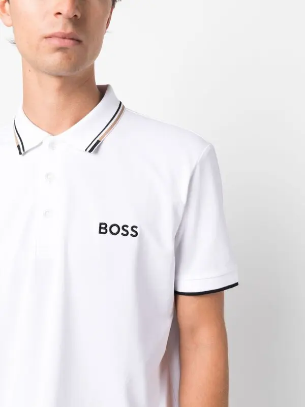 BOSS Logo-embroidered Polo Shirt - White
