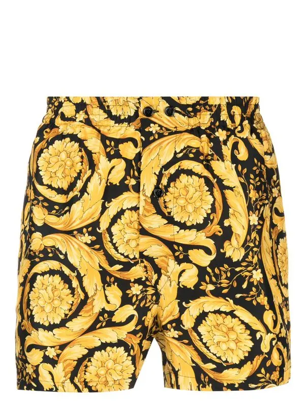 Versace Barocco-print Silk Shorts - Black