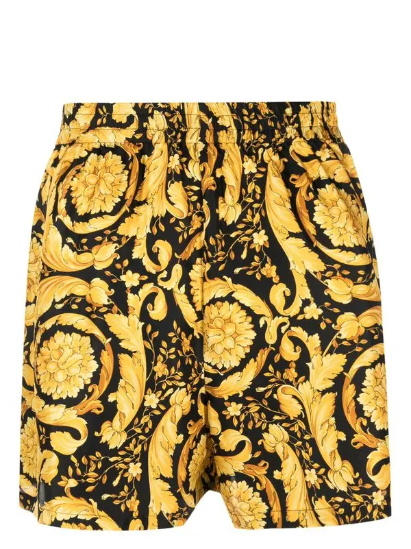 Versace Barocco-print Silk Shorts - Black