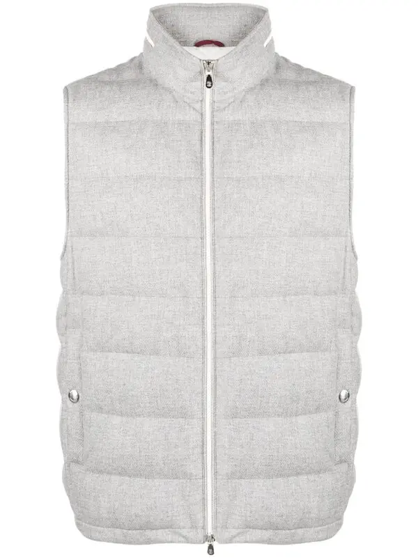 Brunello Cucinelli Zip-up Wool-blend Gilet - Grey