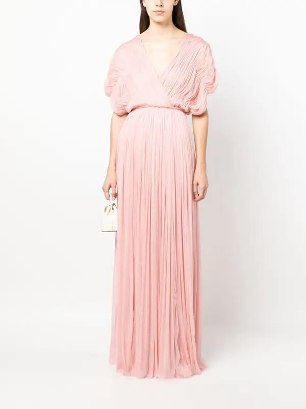 PNK Pleated Silk Floor-length Dress