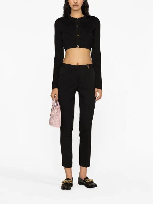 Versace La Greca Cropped Cardigan - Black