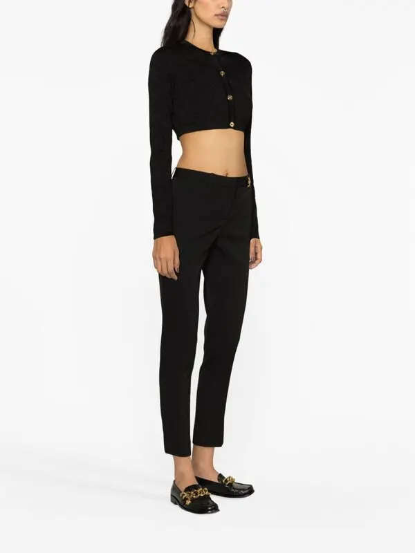 Versace La Greca Cropped Cardigan - Black