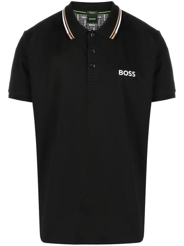 BOSS Logo-embroidered Polo Shirt - Black