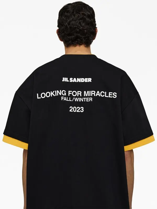 JIL SANDER Logo-print Two-tone T-shirt - Black
