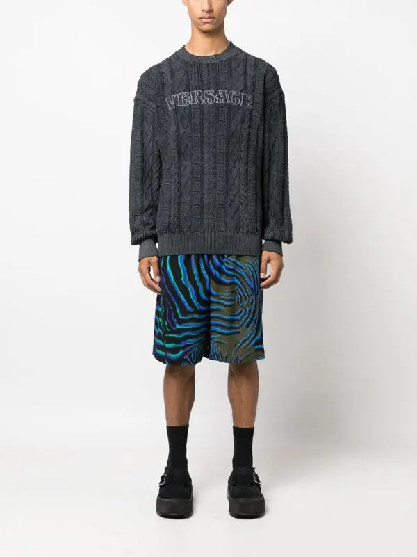 Versace Greca Cable-knit Jumper