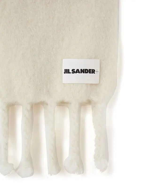 JIL SANDER Logo-patch Chunky-knit Scarf - Neutrals