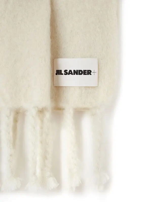 JIL SANDER Logo-patch Chunky-knit Scarf - Neutrals