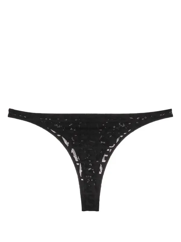 Versace Allover Jacquard Mesh Thong - Black