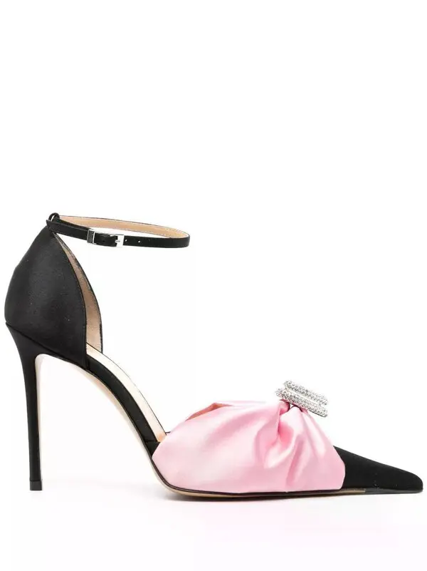 Mach & Mach Double Heart Satin Pumps - Black
