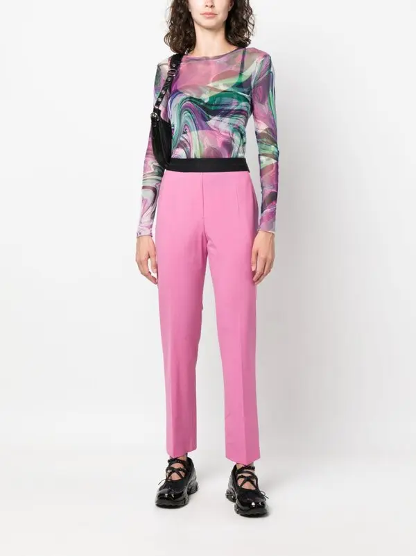 MSGM Logo-waistband Tapered Trousers - Pink