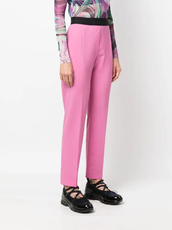 MSGM Logo-waistband Tapered Trousers - Pink