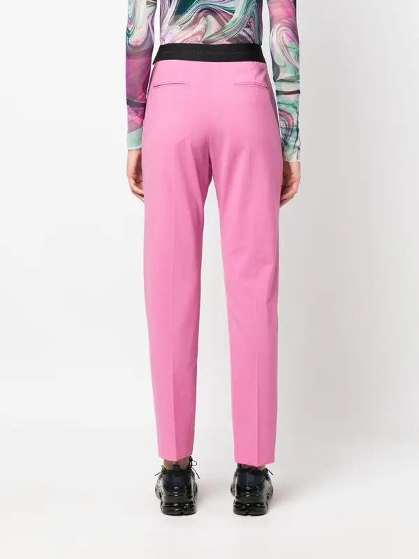 MSGM Logo-waistband Tapered Trousers - Pink