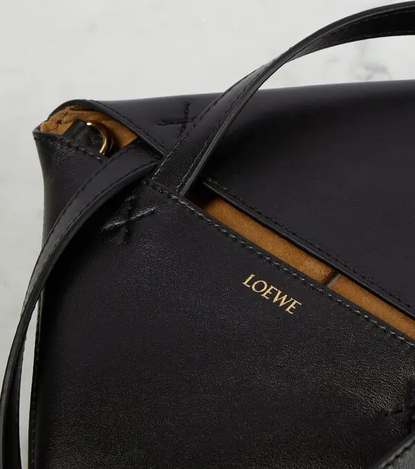 Loewe Puzzle Fold Mini Leather Tote Bag - Black